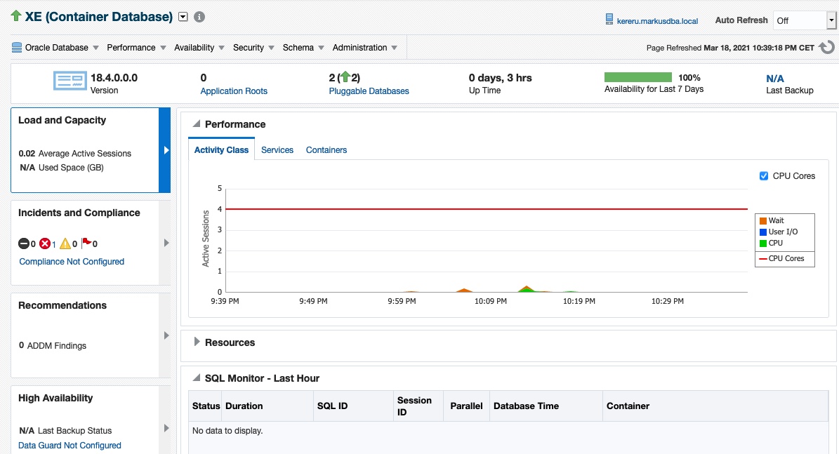 Monitoring Oracle Database 18c Xe With Oem Cloud Control